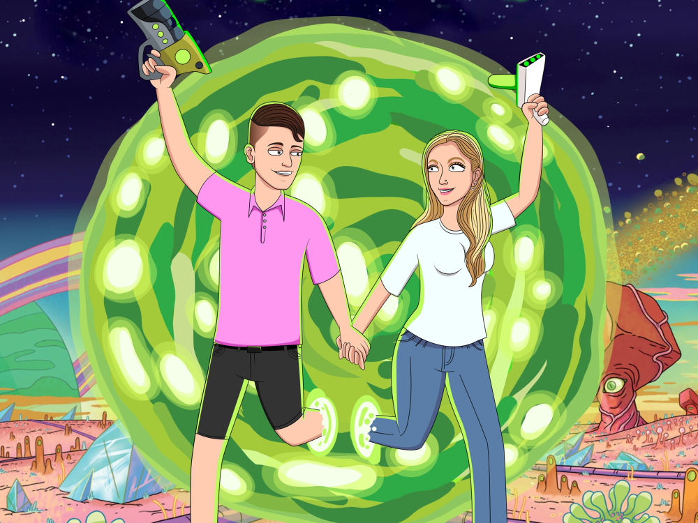 A famous cartoon, bobs burger, Bart, Rick & Morty portrait from your ...