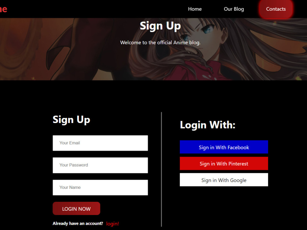 Anime website using html and css | Upwork