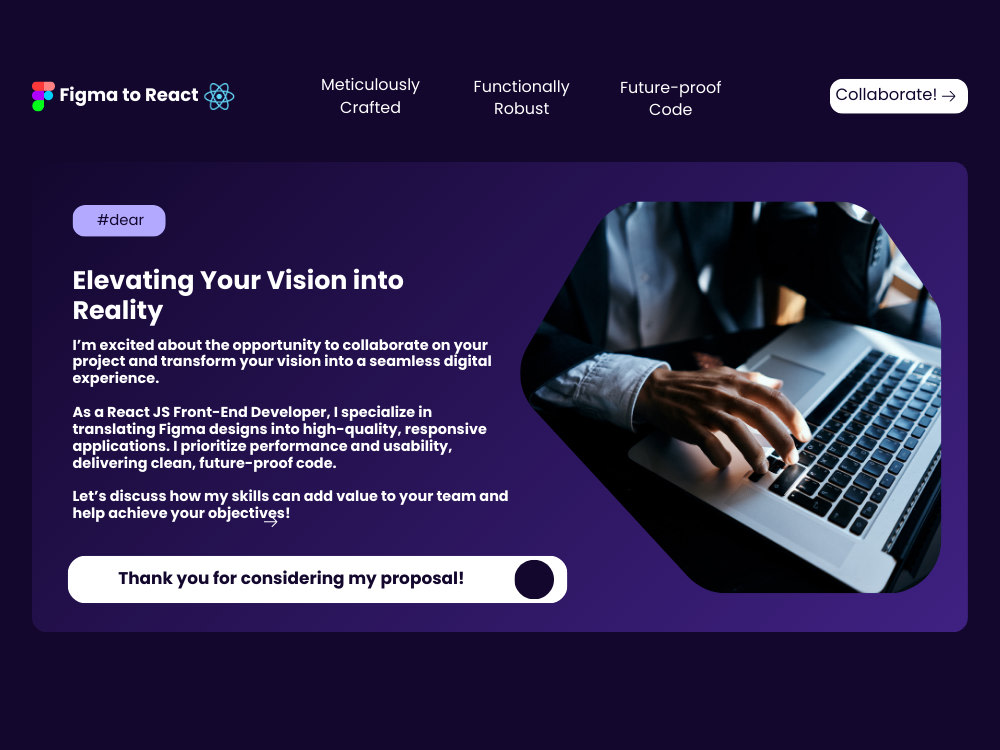 Translated React from Figma designs as a React JS Front-End Developer | Upwork