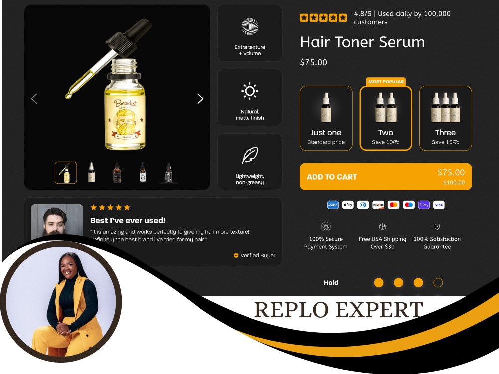 A landing page design in Replo/ Figma to Replo design | Upwork