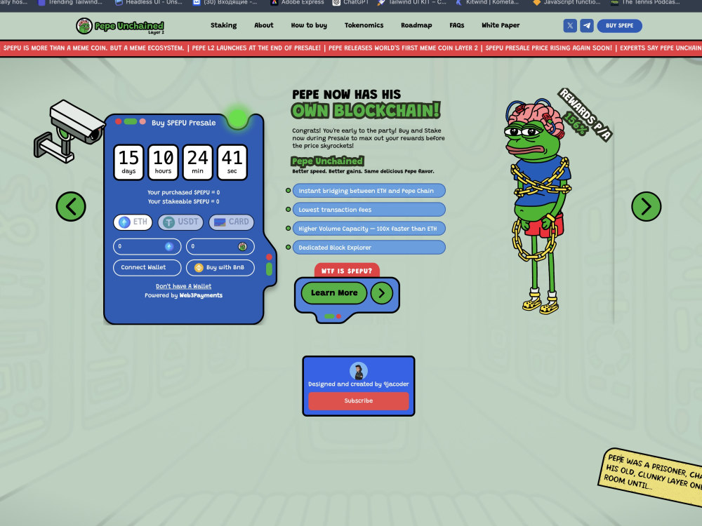 Crypto meme token landing page, built with React and animation ...
