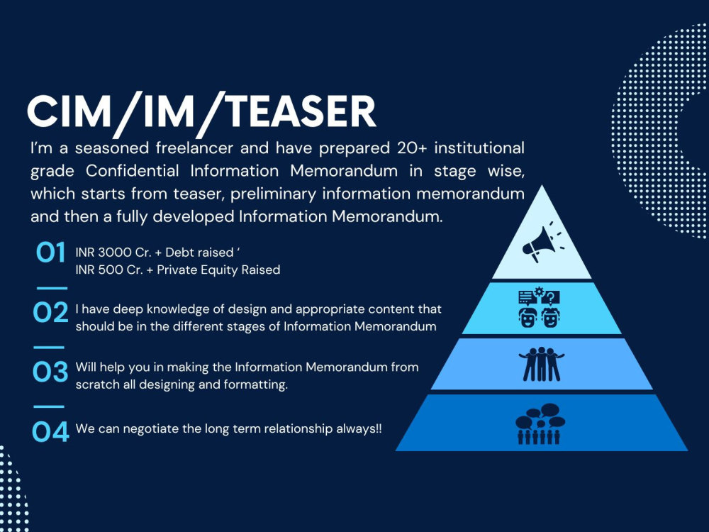 A designed Confidential Information Memorandum (CIM/IM) | Upwork