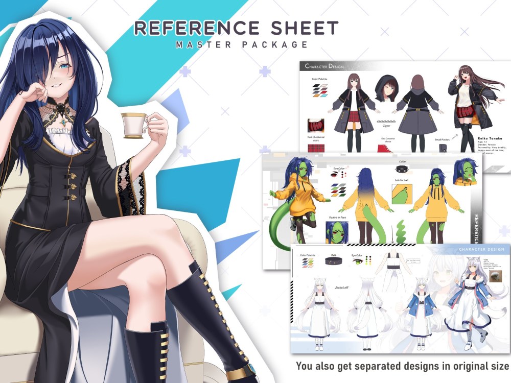 Custom character design & Reference sheet for Game, Vtuber model or OC ...