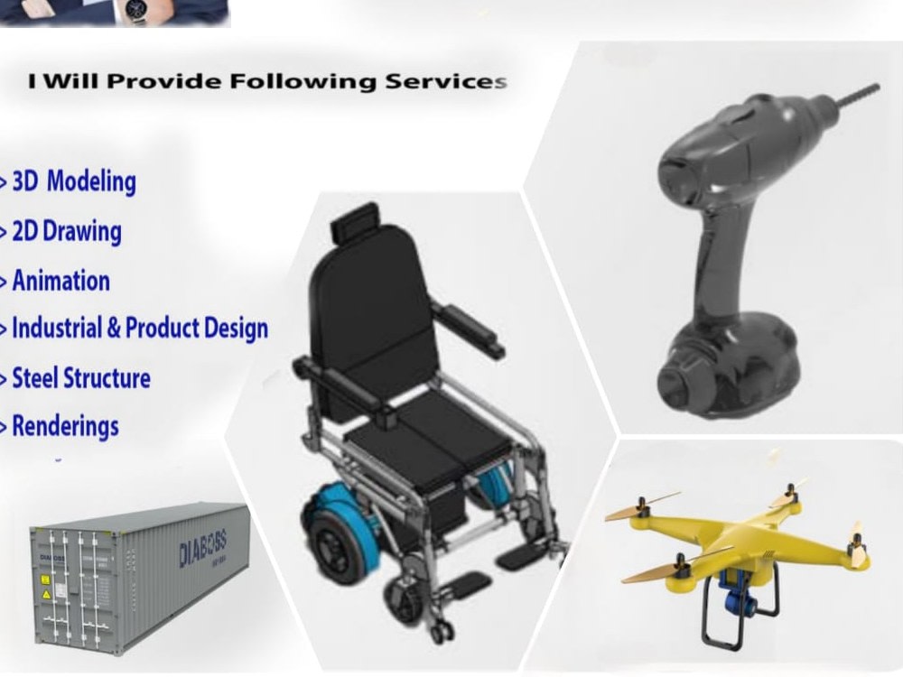 3d cad models in solidworks industrial design 2d drawing rendering | Upwork