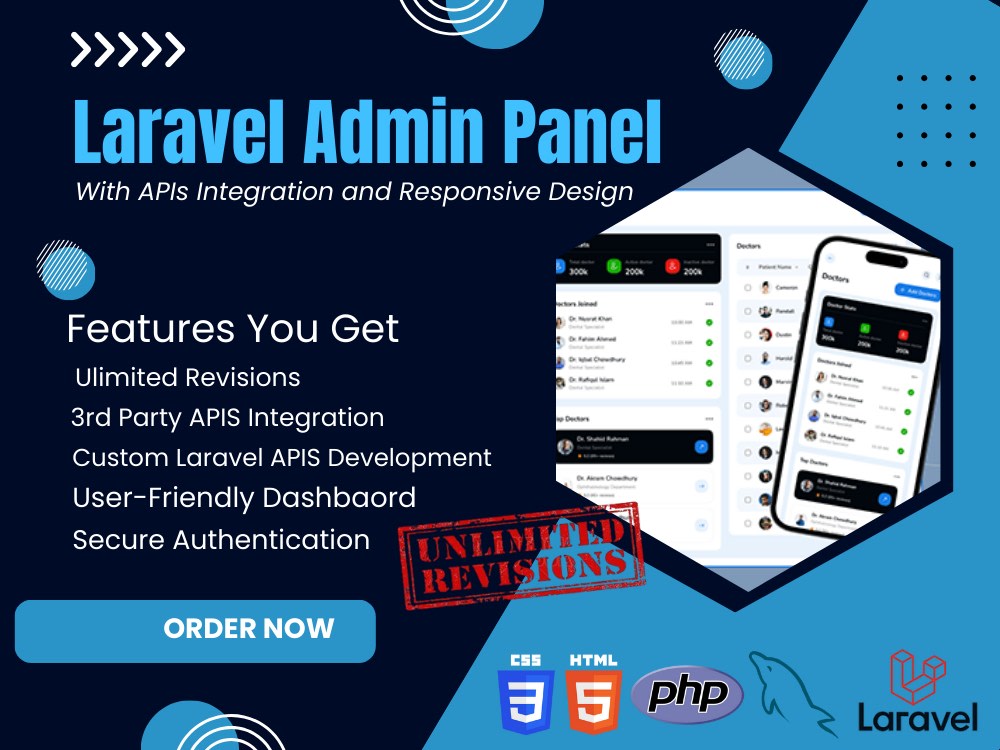 Custom admin dashboard Laravel admin panel features setup with UI/UX design | Upwork