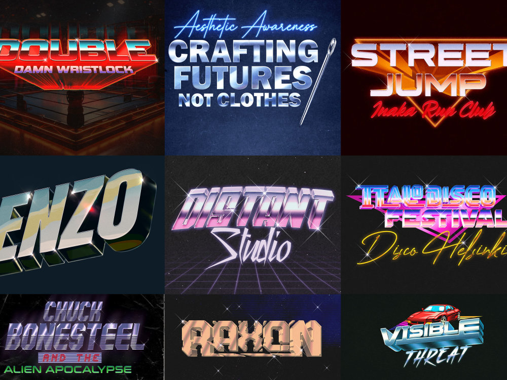 80s and 90s retro vintage synthwave logo, chrome text effect | Upwork