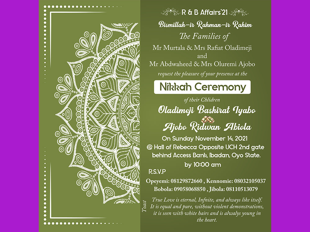 A beautiful custom invitation design for any event of your choice | Upwork