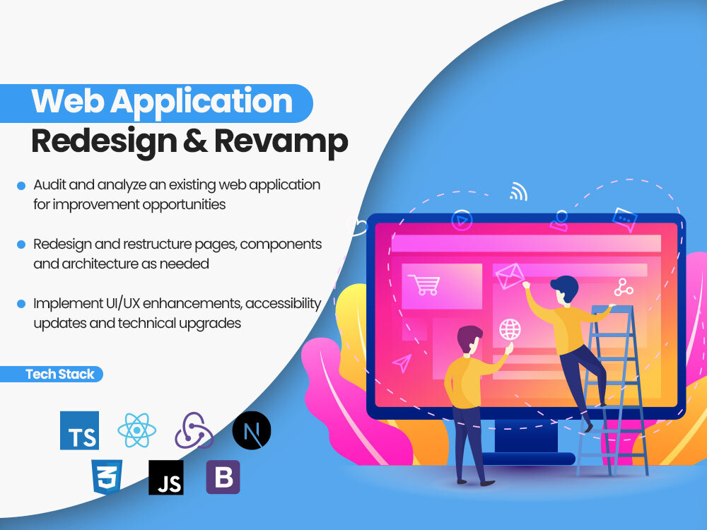 Redesigning web application using React Next.js TypeScript Node.js | Upwork