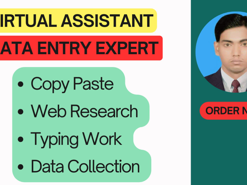 I will be your virtual assistant for data entry, typing and copy paste ...