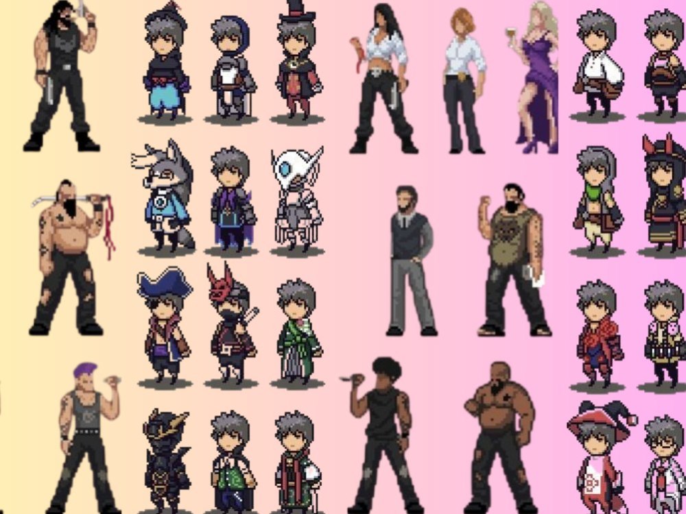 16 bit pixel art character design for sprite retro mv game pixel ...