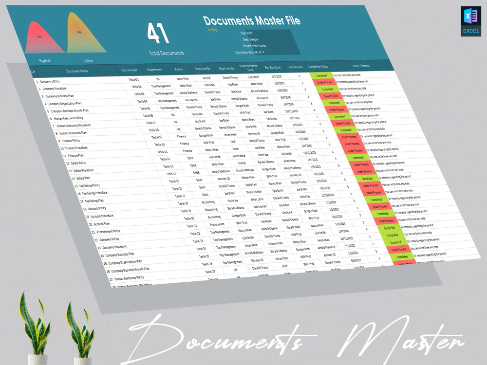 Documents controlling tracker in Microsoft excel with all require ...