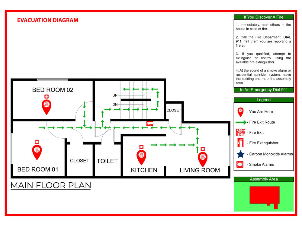 A fire evacuation plan, diagram, emergency exit and egress plan | Upwork