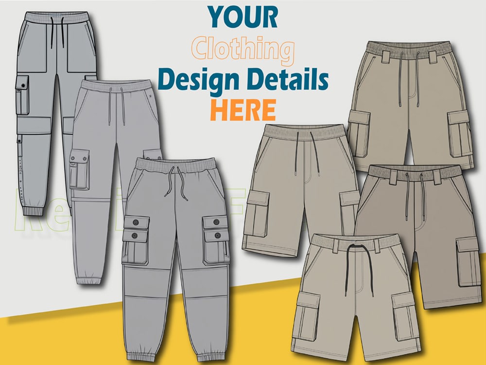 Clothing flat sketch with technical design details for clothing ...