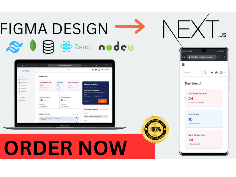 Covert figma design into next js ,reactjs website frontend and backend | Upwork