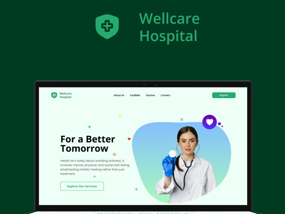 Well Care Hospital UI/UX Website Design | Upwork
