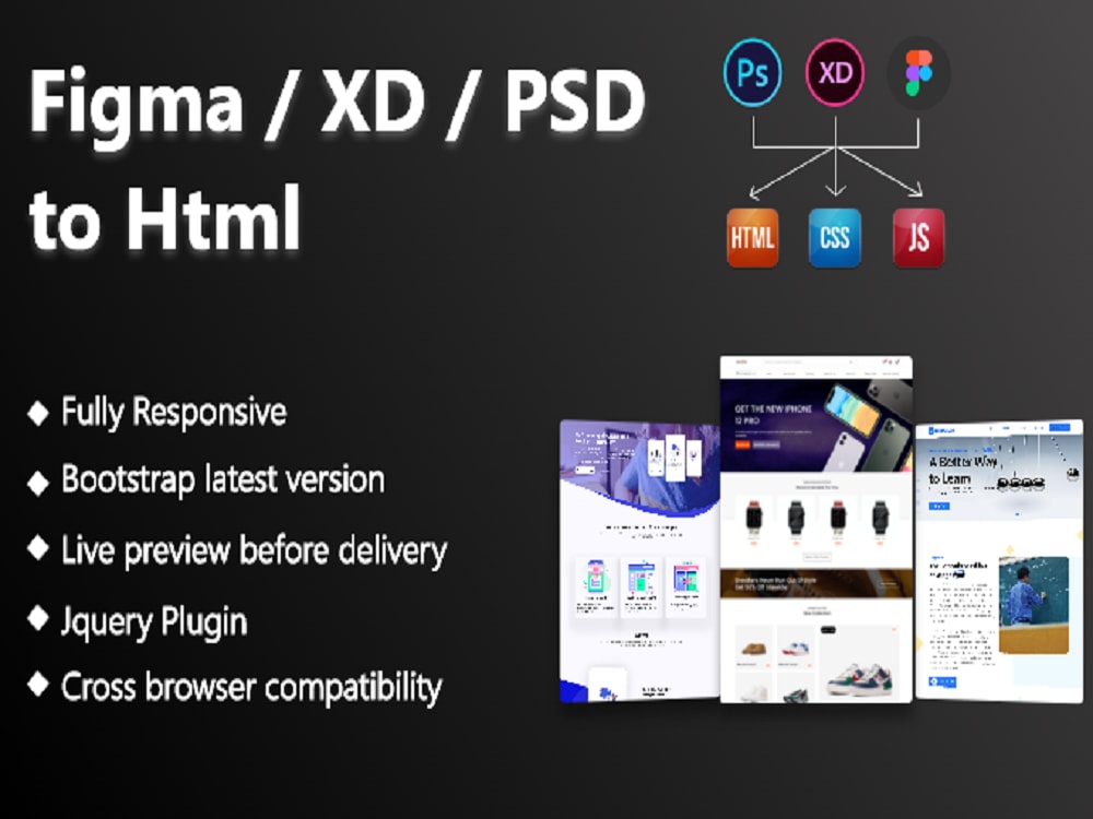 Figma to html , css , javascript , bootstrap and jquery | Upwork