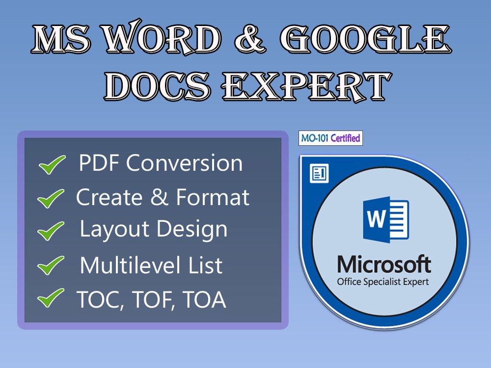PDF Conversion, Typing and Formatting in MS Word/Google Docs | Upwork