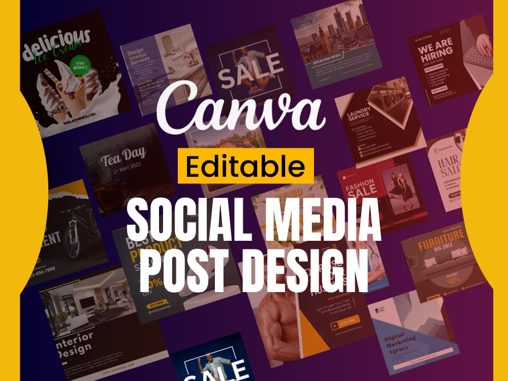 Social media posts in Canva editable templates | Upwork