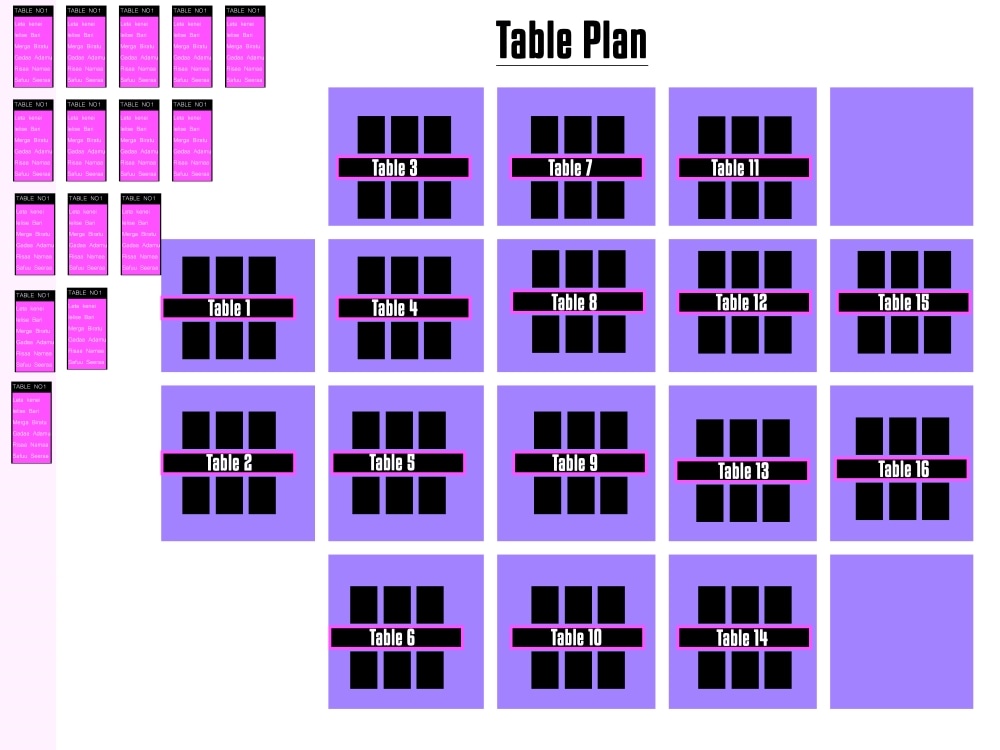Table Plan design for different programs | Upwork