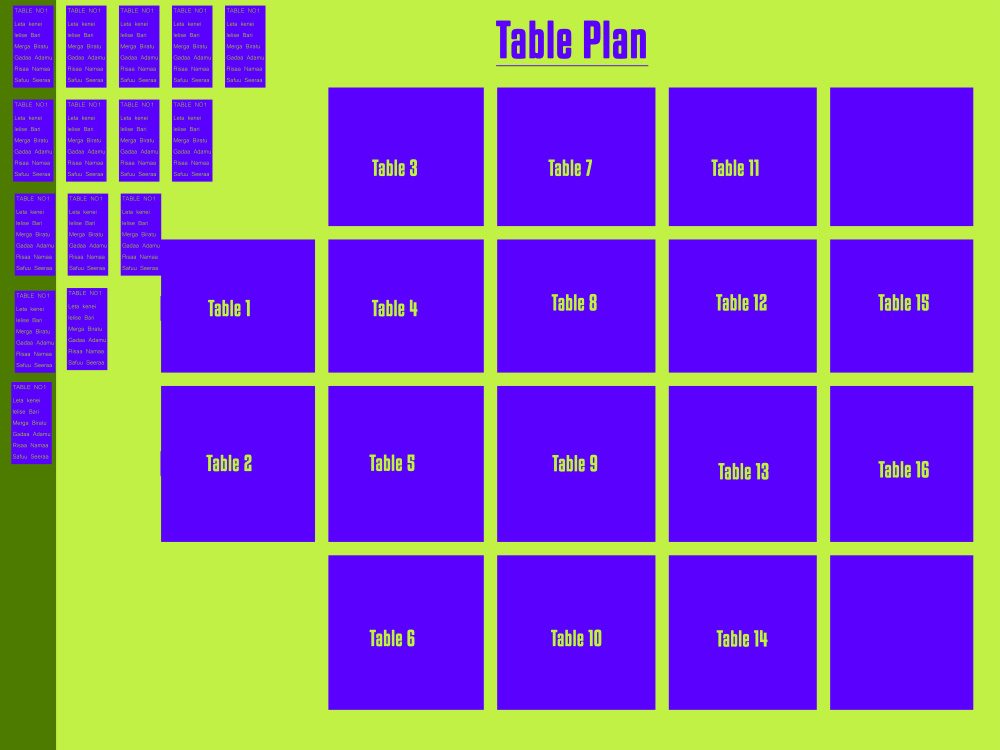 Table Plan design for different programs | Upwork