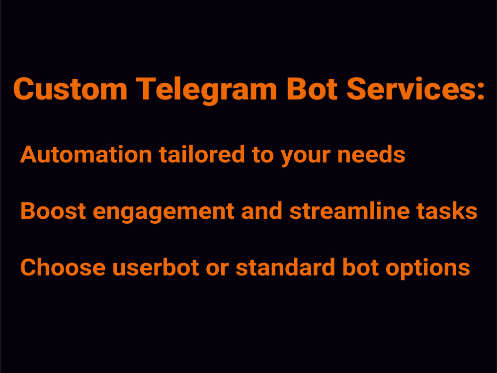 Get a custom Telegram bot: automation, userbot, or standard bot." | Upwork