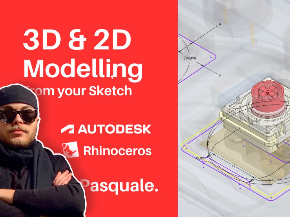 Design 2d and 3d models in rhino fusion 360 and inventor | Upwork