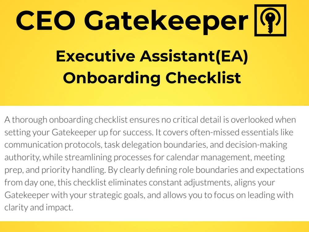 A Full Executive Assistant Onboarding Checklist and Assessment | Upwork