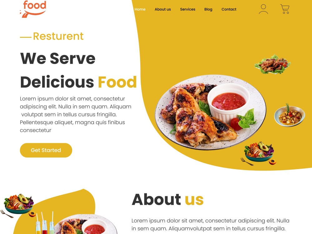 Responsive food delivery Website design | wireframe | Fully Color Guide | Upwork