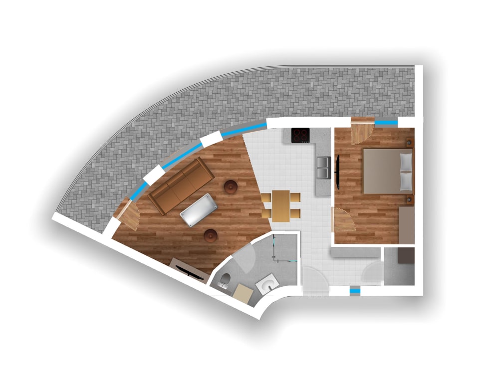 A colouring floor plan with texture and funiture. | Upwork