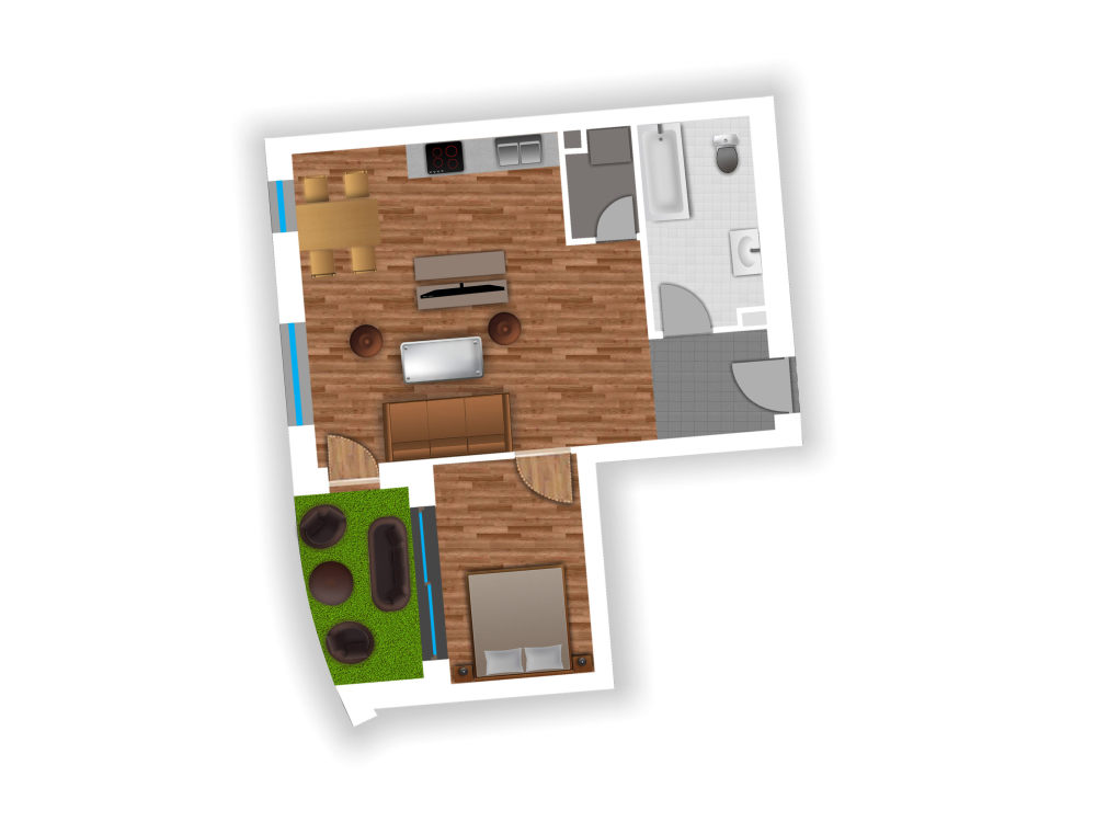 A colouring floor plan with texture and funiture. | Upwork