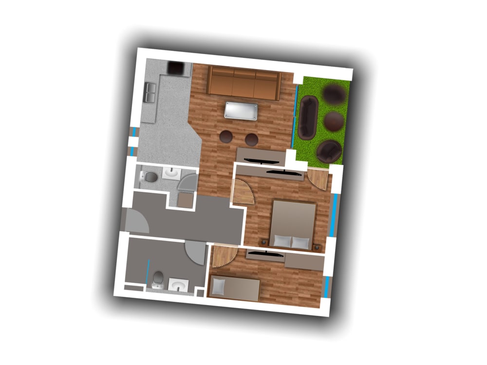 A colouring floor plan with texture and funiture. | Upwork