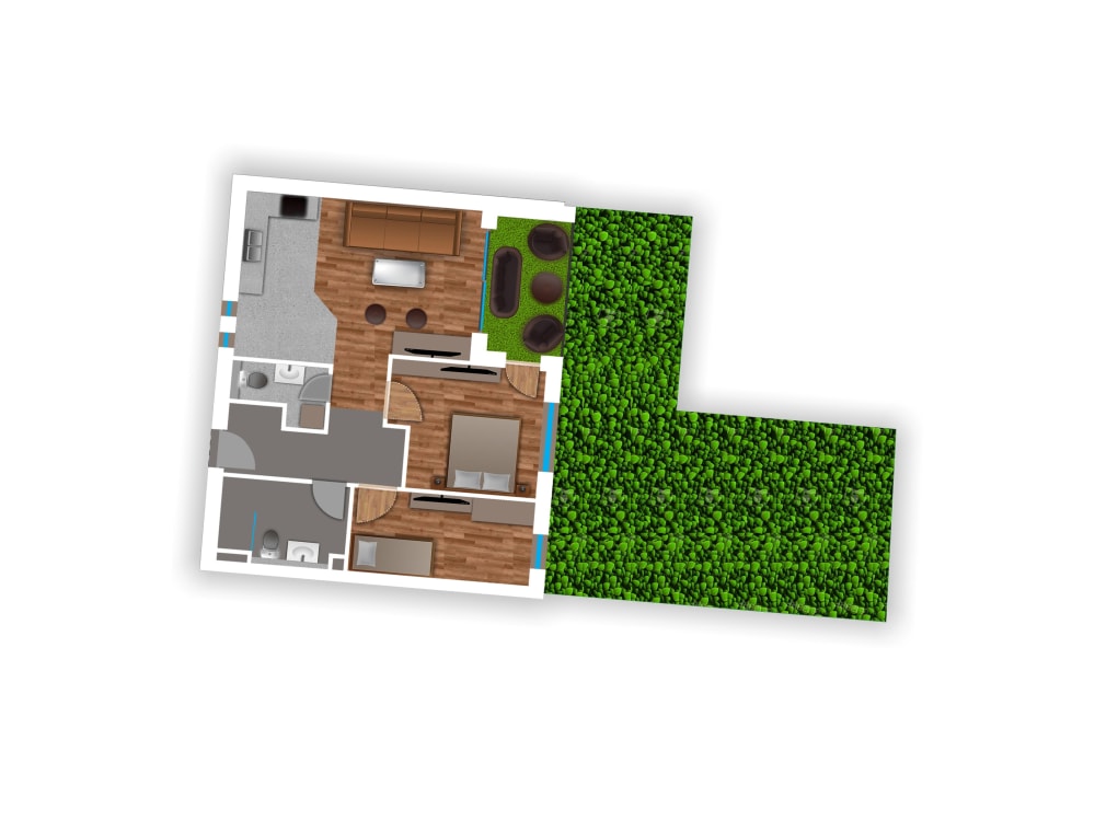 A colouring floor plan with texture and funiture. | Upwork