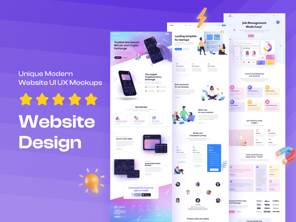 Modern saas and business landing pages, website UI mockups in figma ...