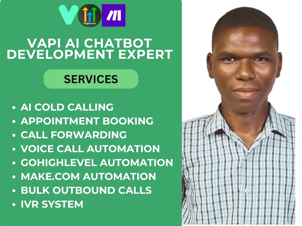 Phone voice calling AI agent bot on VapI ai, bland ai, make.com, GHL | Upwork