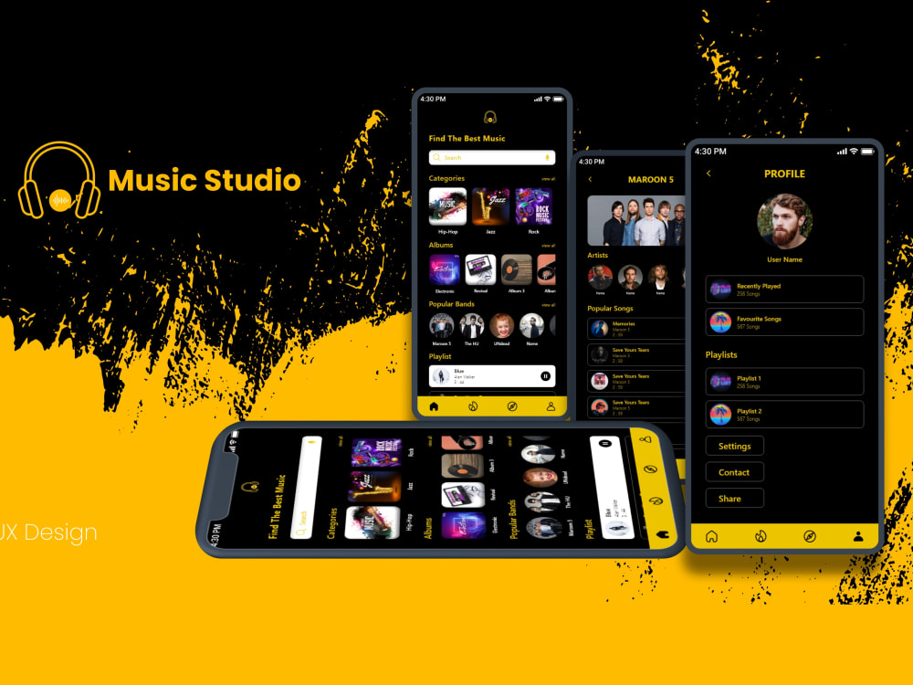 A Responsive Music Mobile App UI Design for your business | Upwork