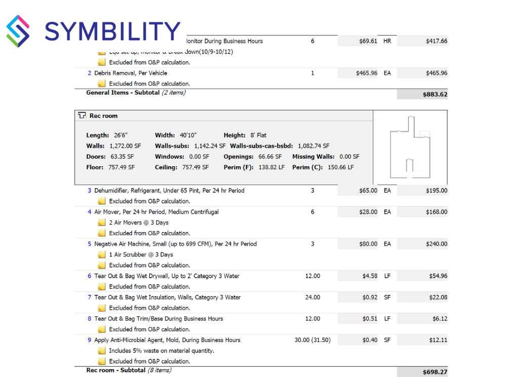 Xactimate estimate converted to symbility estimate | Upwork