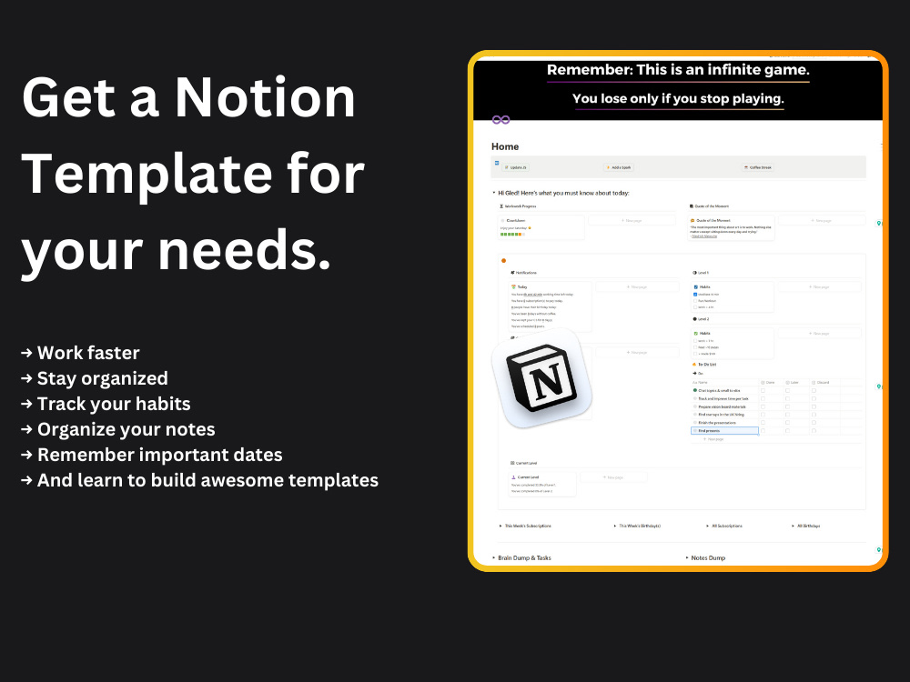 A custom Notion template | Upwork