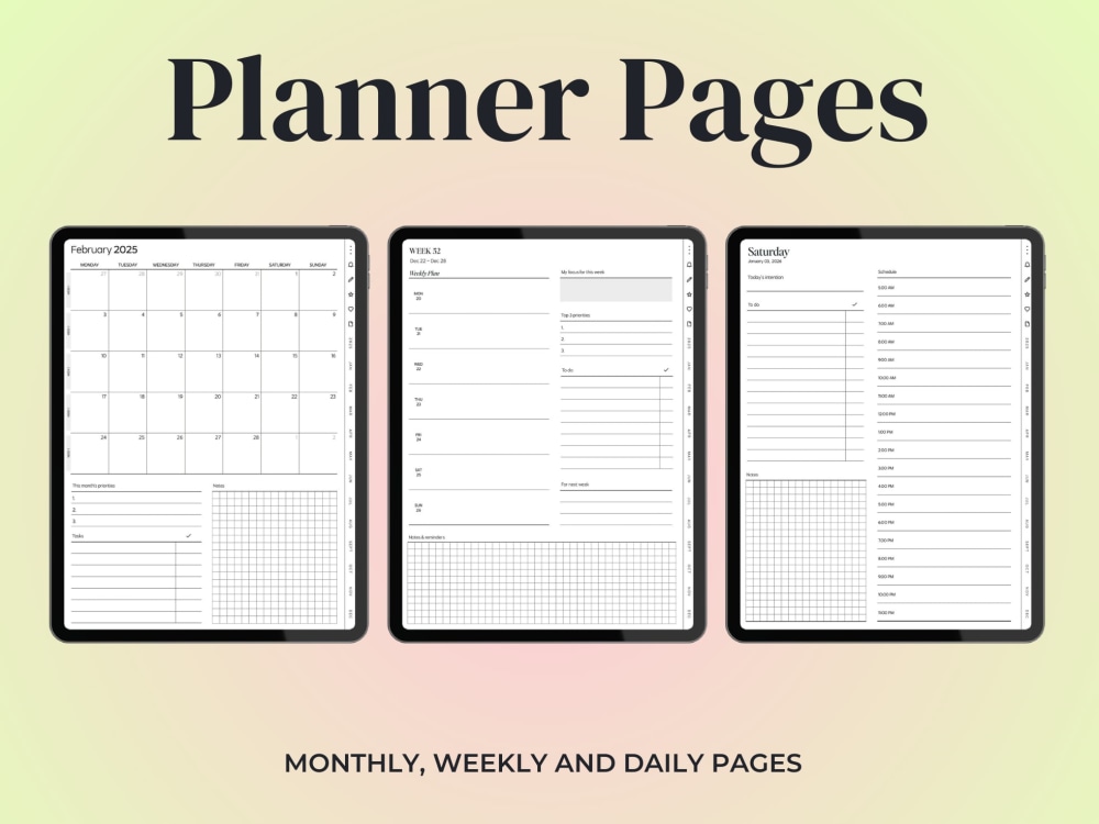 A fully hyperlinked digital planner with calendar integration shortcut ...