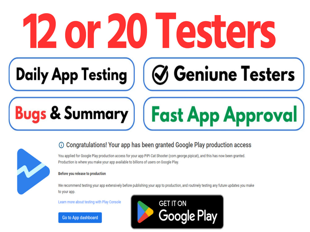 12 testers for Google Play closed testing 14 days, Mobile App Testing ...