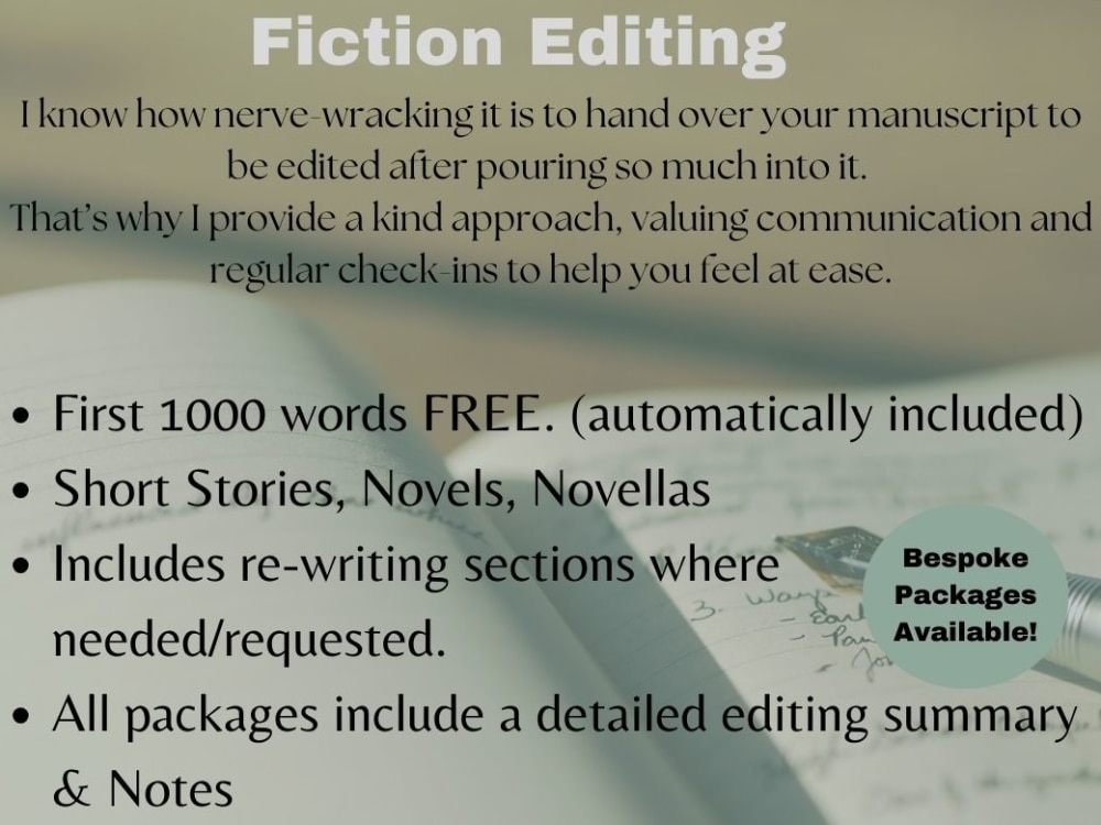 Fiction editing for your entire novel. | Upwork