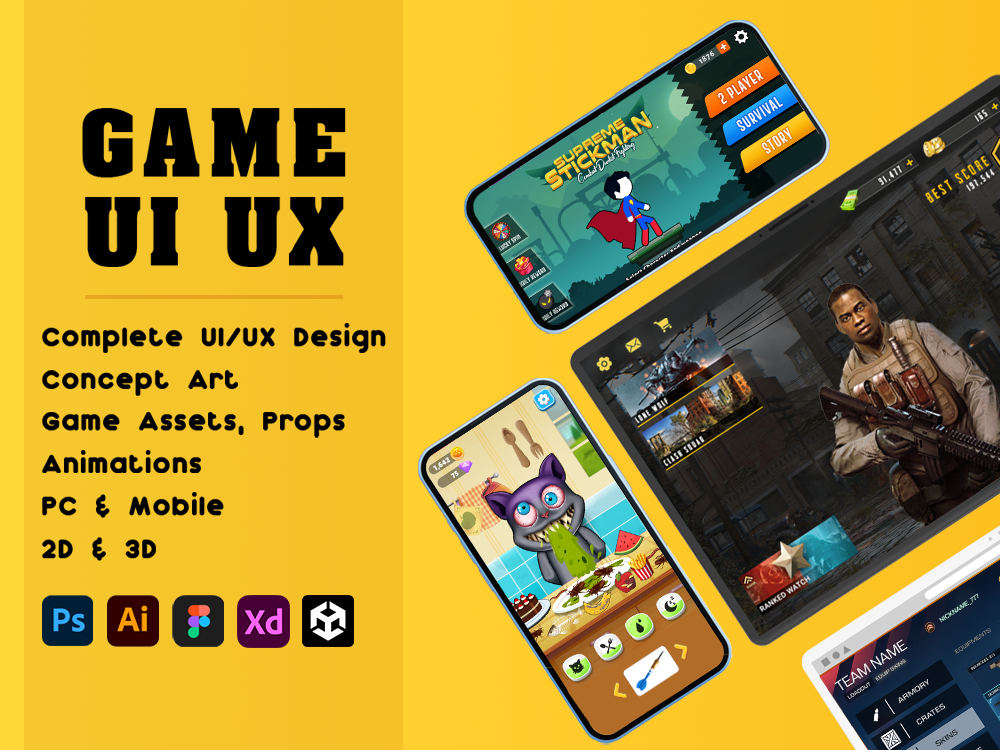 2d game ui design, game art, assets for mobile and pc | Upwork