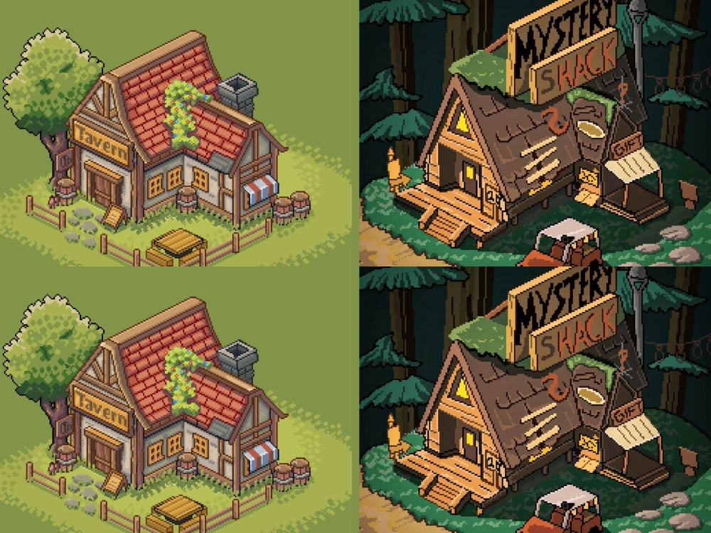 Pixel top down landscape tileset rpg game character environment scenery ...