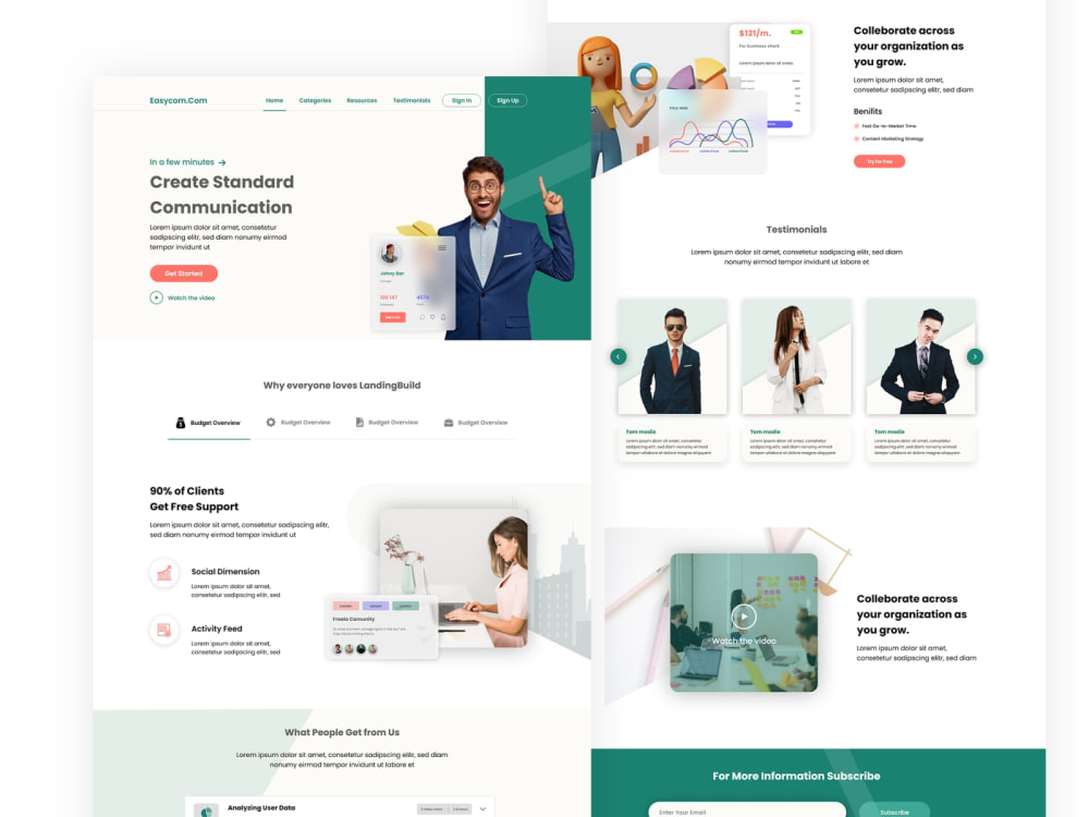 Responsive Landing Page Design | Website UI UX Design | Wireframes | Figma | Upwork