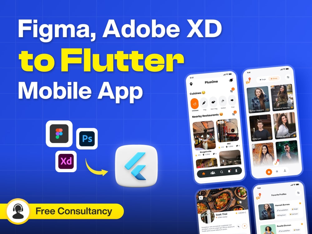 Figma, and Adobe XD UI/UX designs converted into a flutter app | Upwork