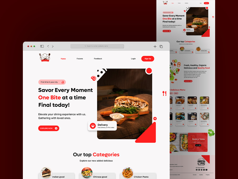 Modern restaurant website UI design with online ordering system | Upwork