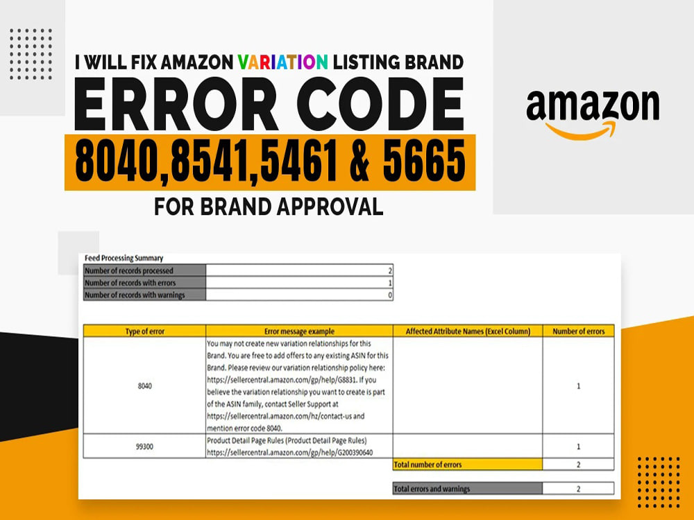 Fix amazon variation listing error 8040, 99300 and 8541 for brand ...