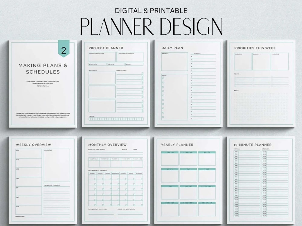 Digital daily planner weekly monthly yearly planner, printable 2025 ...