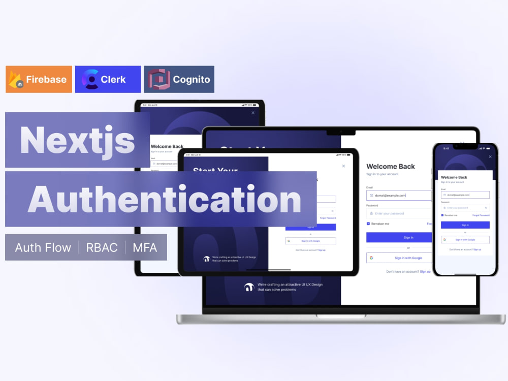 Secure Authentication System for Next.js with Firebase, Clerk, or Cognito | Upwork