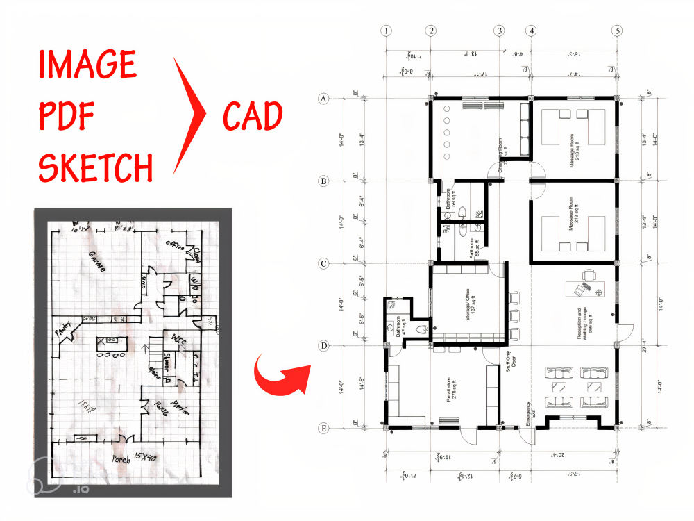 Architectural drawings, convert hand sketch to Autocad | Upwork