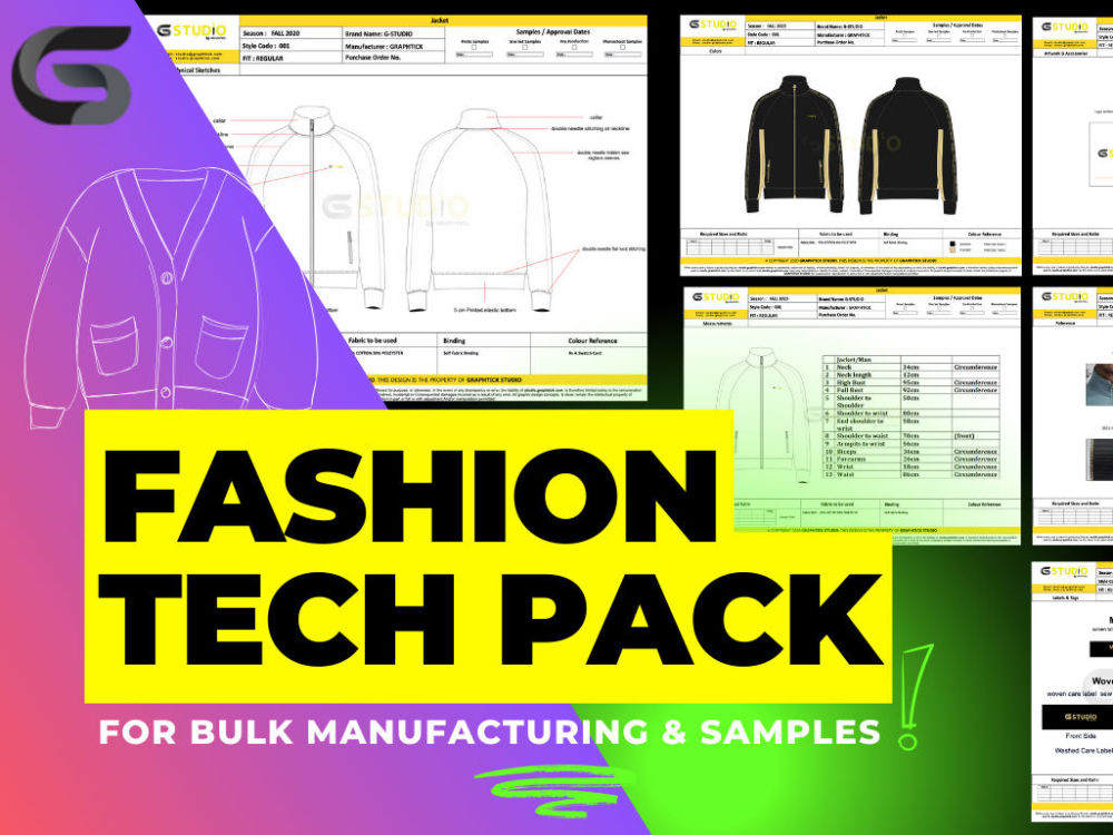 Apparel tech pack, fashion tech pack, clothing tech pack, bag tech pack ...